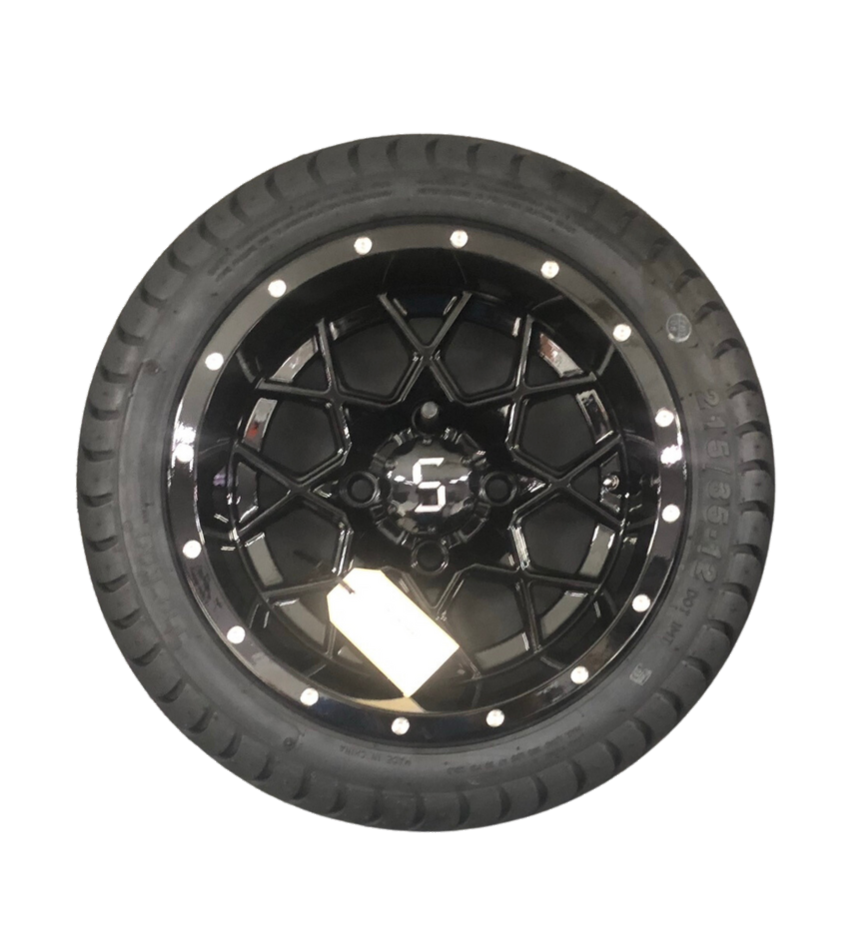 12 Inch Gloss Black Wheel And 215/35-12 Tyre Assembly — Augusta Parts ...